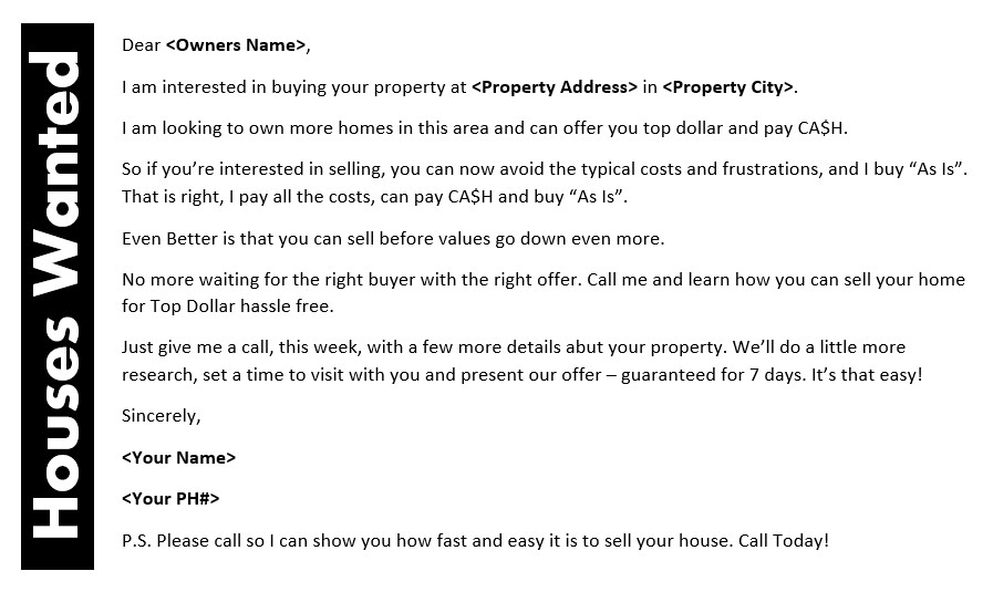 Wholesaling – Postcard – Houses Wanted | Black Belt Investors